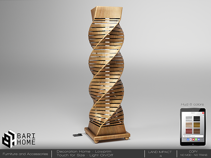 Second Life Marketplace - [BARI HOME] Twist Floor Lamp